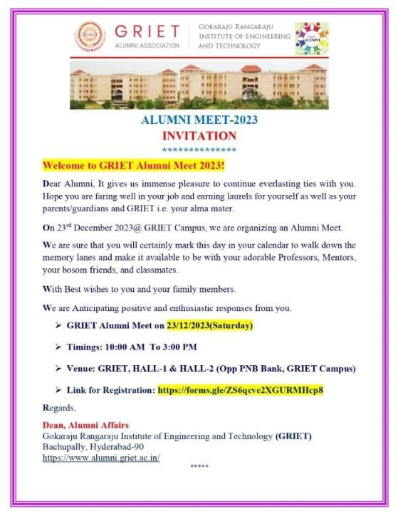 GRIET - Gokaraju Rangaraju Institute of Engineering and Technology